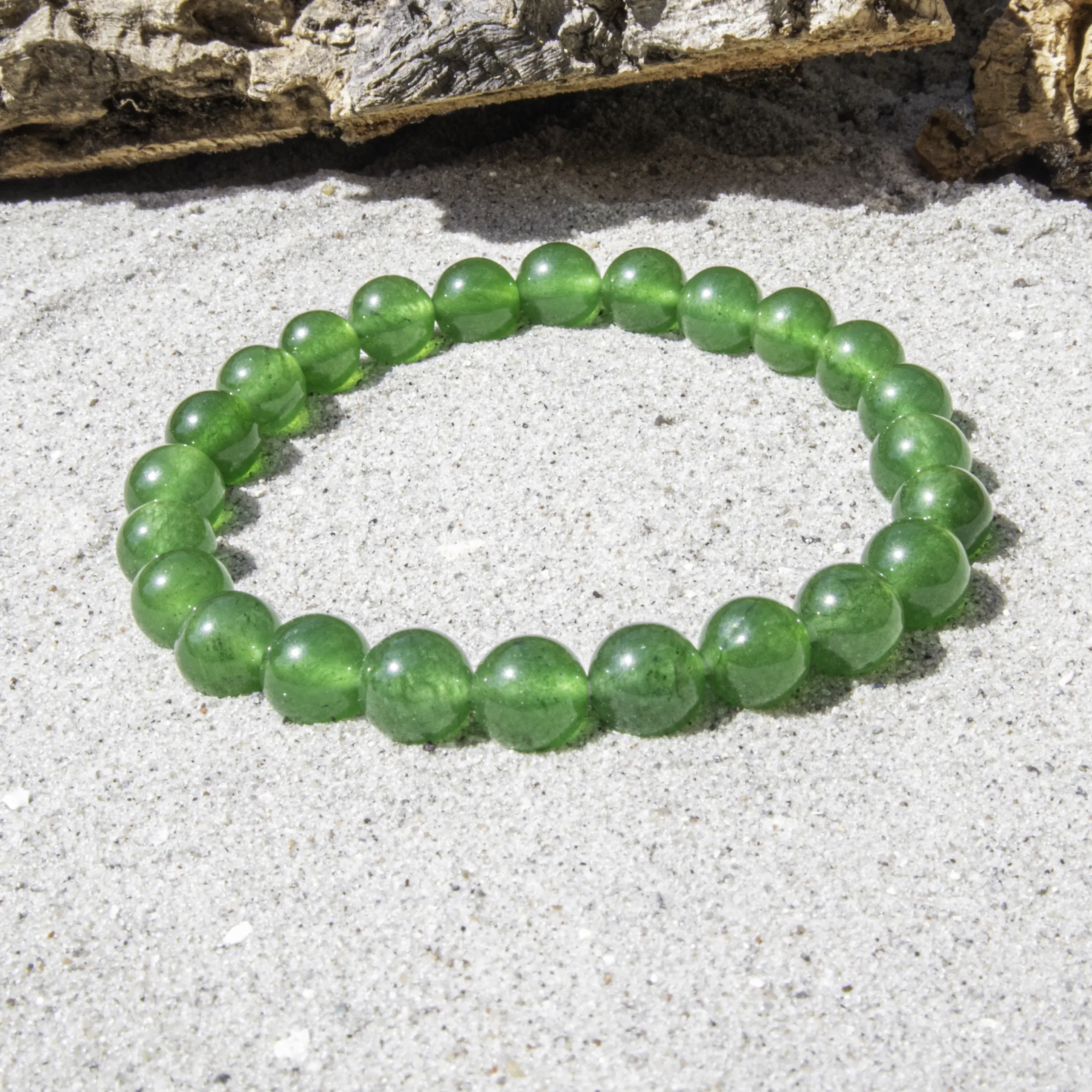 Nefrit Jade | Armbånd | 8 mm. | 19 cm.